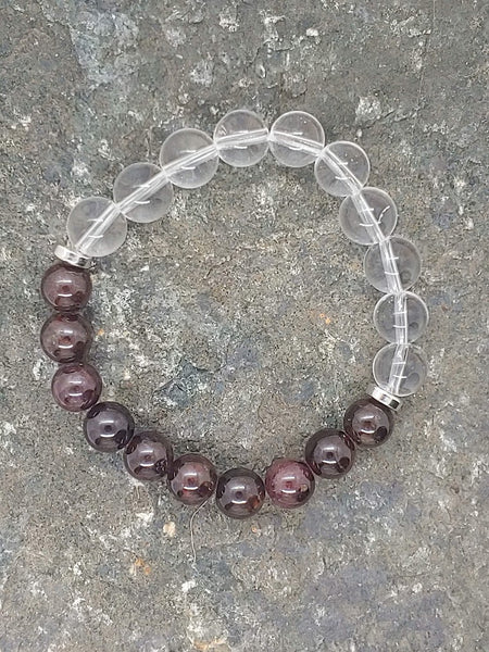 January birthstone crystal bracelet with Garnet & Clear Quartz or lava ...